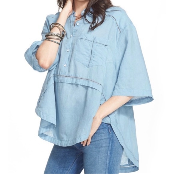 Free People | Tops | Nwt Free People Weekend Escape Linen Shirt S ...